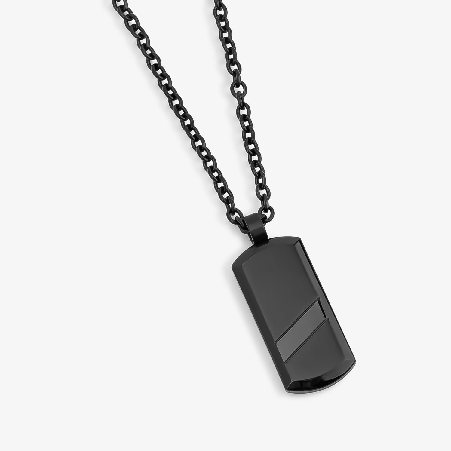 Colar Masculino com Placa em Aço Preto Fosco - 60 cm | MONTE CARLO