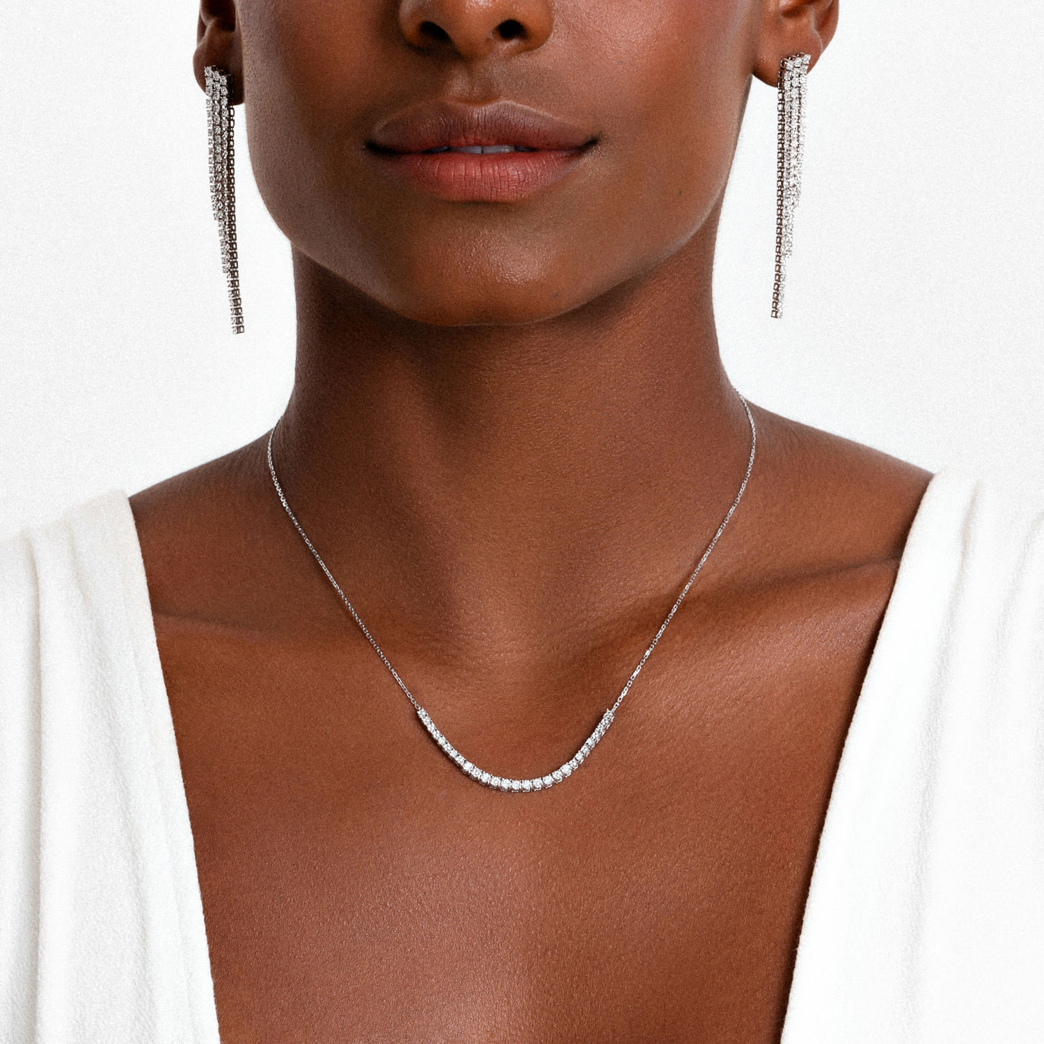 Colar Riviera com Diamantes em Ouro Branco 18k | MONTE CARLO