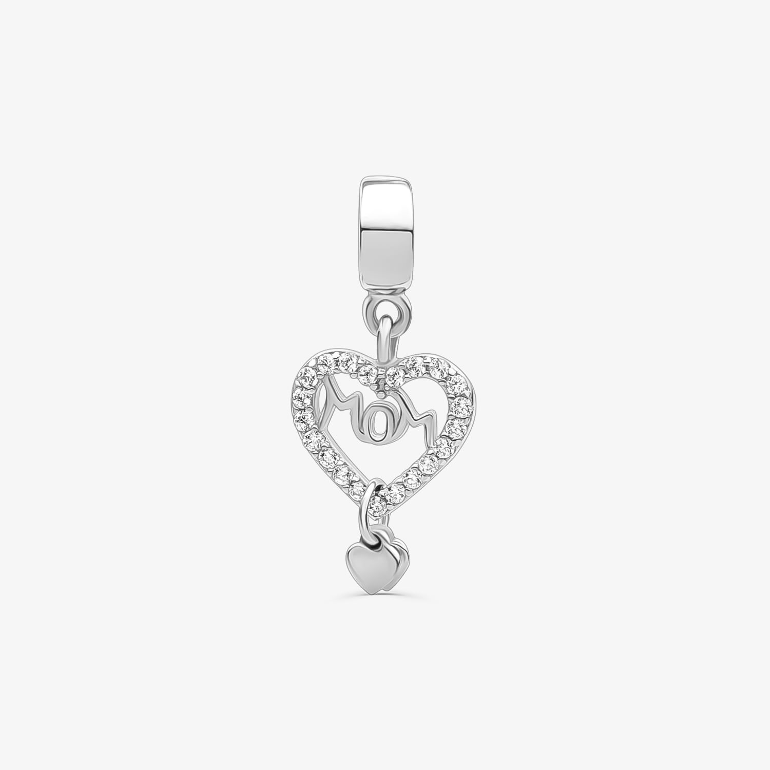 Charm Love Mom Cravejado em Prata 925 | MONTE CARLO